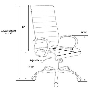 LeisureMod Benmar Modern High-Back Adjustable Swivel Leather Office Chair, Brown
