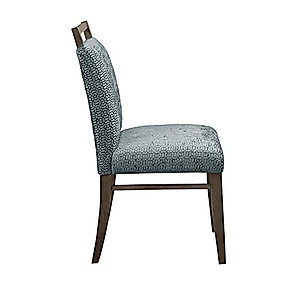 Madison Park Elmwood Dining Chair Set of 2-Cut Velvet Upholstered Backrest, Foam Seat Cushion Modern Kitchen Furniture, Reclaimed Grey Finished Solid Wood Legs, 38.5" H, Blue