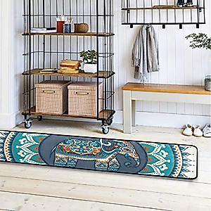 African Tribal Boho Elephant Kitchen Rugs Non-Slip Soft Doormats Bath Carpet Floor Runner Area Rugs for Home Dining Living Room Bedroom 72" X 24"