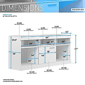 White TV Stand for 65 Inch TV, Entertainment Center with Storage for Living Room or Bedroom with Cabinet and Storage, Television Stand Fits Screens up to 65" When Measured Diagonally