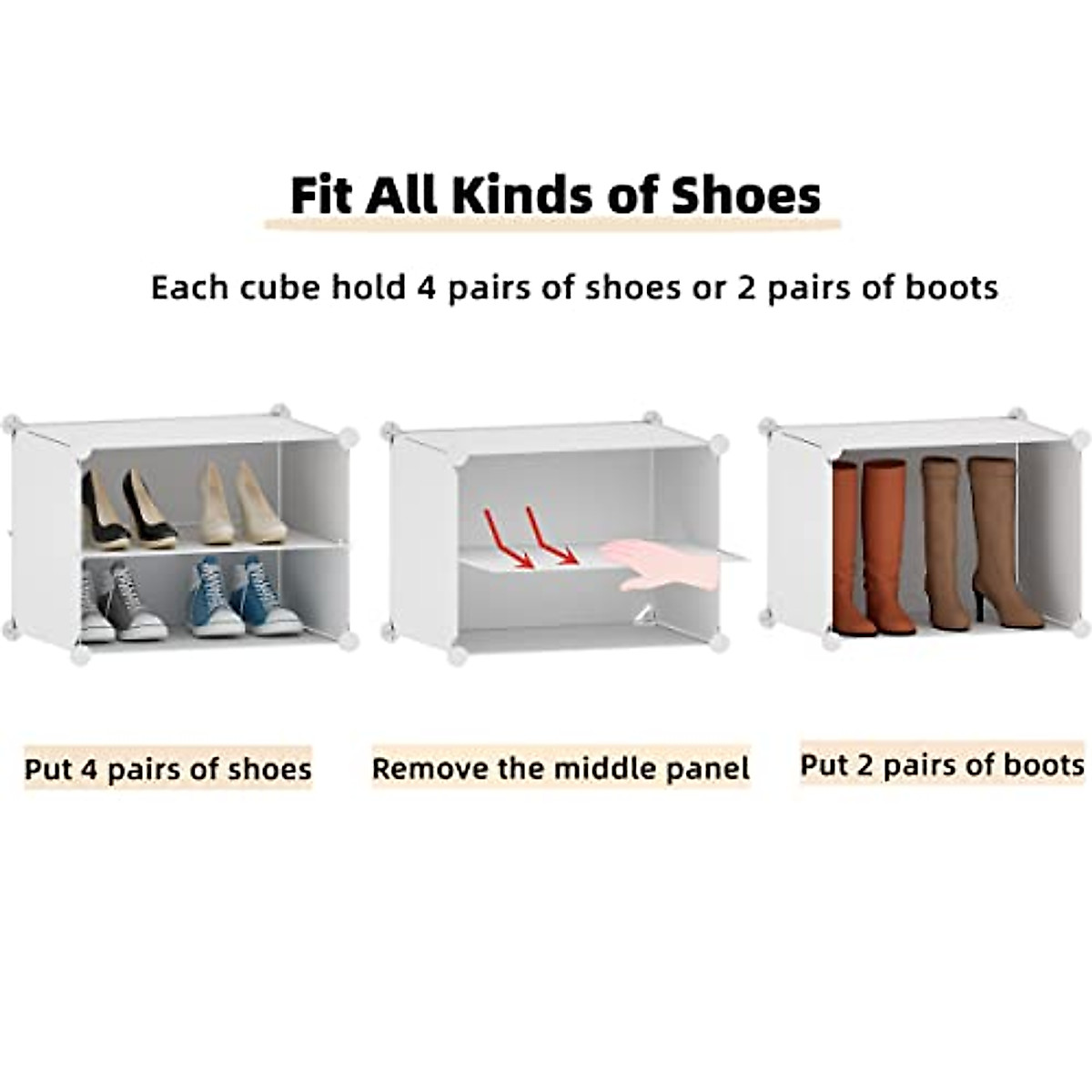 HOMICKER Shoe Rack Organizer, 24 Pair Shoe Storage Cabinet with Door Expandable Plastic Shoe Shelves for Closet,Entryway,Hallway,Bedroom,6 Tier