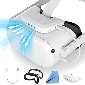 Younik VR Cooling Fan for Meta Quest 2, VR Heat Reducing Fan Cooler with PU Face Foam, Quest 2 Accessories, 2 Speed Anti-Fogging Air Circulation Cooler Fan