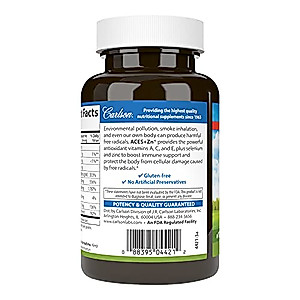 Carlson - ACES + Zn, Vitamins A, C, E + Selenium & Zinc, Cellular Health & Immune Support, Antioxidant, 120 Softgels