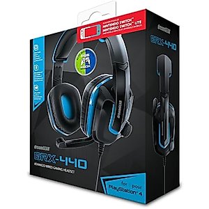 dreamGEAR GRX-440 Wired Headset for Nintendo Switch Lite/Switch/PS4/Xbox One/PC - Black/Blue (DGPS4-6447)