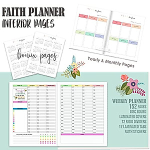 Faith With God All Things Are Possible Christian Bible Womens Weekly Planner Organizer Calendar Journal, 8.5 x 11 Disc Bound Ring Binder, 60 pages, Laminated Covers, Stickers