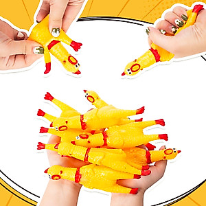 AMOR PRESENT 16PCS Squeaky Rubber Chicken, Screaming Rubber Chickens Toys for Kids Party Favors Prank Toys Dog Toys Noise Maker