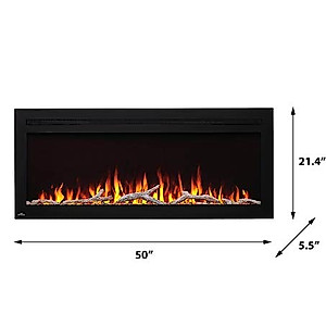Napoleon Purview 50 inch Wall Mount Electric Fireplace - Black, NEFL50HI