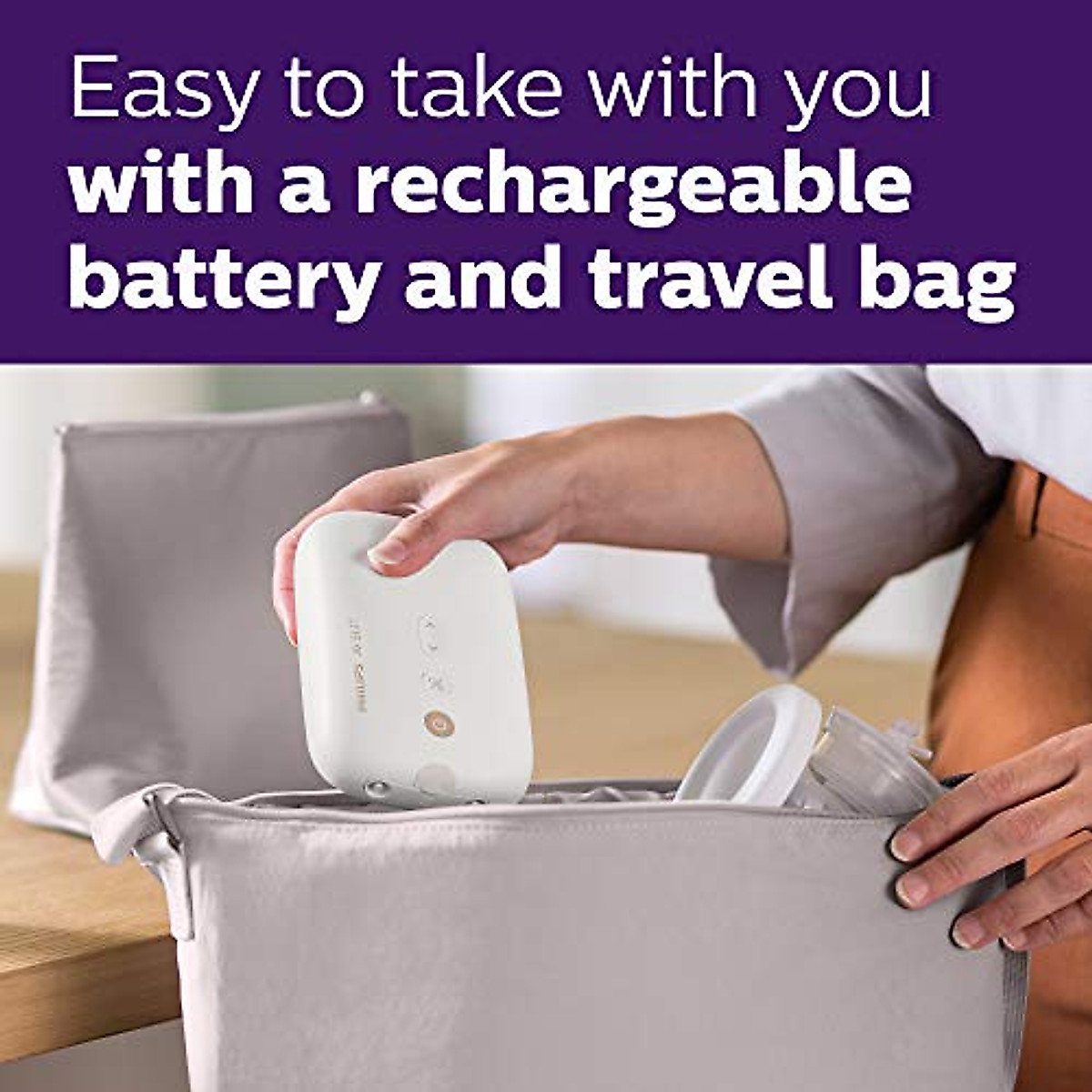 Philips AVENT Double Electric Breast Pump Advanced, with Natural Motion Technology, with Clear Natural Response Baby Bottles, White Pump, Gray Bag, Pouch, and Belt, SCF394/62