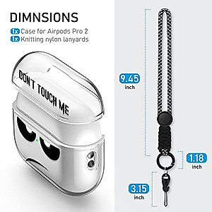 Youtec for Airpods Pro 2nd Generation Case 2022,Clear Don't Touch Me for Airpods Pro 2 Cover with Keychain/Lanyard Soft Cute Shockproof Cover for Women Men Compatible Apple AirPod Pro 2,Clear