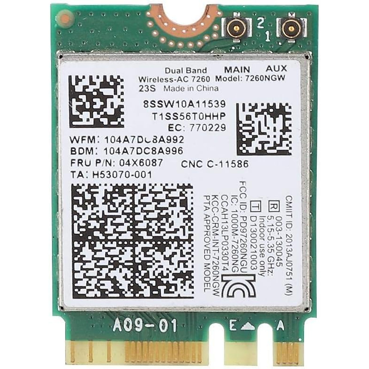 Dual Band Wireless-AC 7260 NGFF M2 Use for Intel AC 7260NGW 802.11ac 2x2 Wi-Fi + Bluetooth 4.0 Compatible with Lenovo Thinkpad T440 T540 X240 W540 L540 L440 Fru: 04X6007