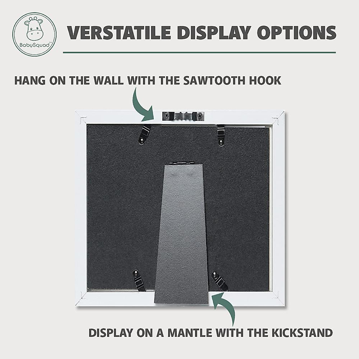 BabySquad Me and My Grandma Photo Frame, 7 x 7 (INCHES), Sawtooth Hanger + Kickstand, Grandma Gifts, Handcrafted White Wooden Photo Frame, Keepsake Gift