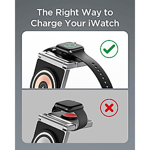 Magnetic Charging Station,Hohosb 3 in 1 Foldable Zinc Alloy Wireless Charger Stand[Compatible with Magsafe Charger] for iPhone 15/14/13/12 Series, AirPods Pro/3/2,Apple Watch/iWatch-Black