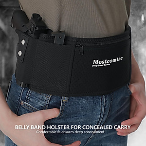 Mostcomtac Belly Band Holster - Gun Holster for Women and Men, Concealed Carry Waist holster for Most Pistols and Revolvers, Fits Glock, Smith Wesson, Taurus, Ruger, Shield, Etc