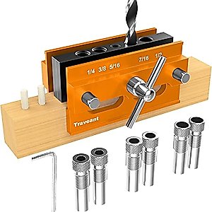 TRAVEANT Self Centering Dowel Jig Kit,Jig Drill Guide Bushings Set,Wood Working Tools Drill and Accessories,Dowel Jigs Woodworking Tools (Aluminum alloy)