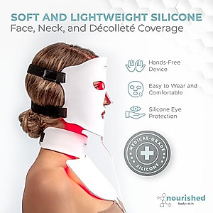 Nourished Bodynskin LED Light Therapy Face & Neck Mask - Facial Skin Care Device - 7 Colors Red & Blue - Rejuvenation, Anti-aging Product for Wrinkles