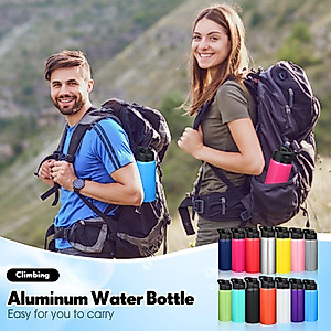 Gejoy 14 Pcs Aluminum Water Bottle Bulk Reusable Sport Bottle with Snap Cap Lightweight Multipack Leak Proof Easy Carry Travel Bottle for Gym Hiking Camping Running Cycling Outdoor, 14 Colors (20 oz)