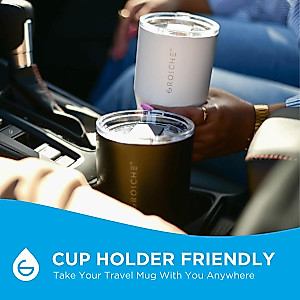 GROSCHE Yukon 30 oz Insulated Coffee Mug with Lid - Durable Travel Mug, Stainless Steel Tumblers, Vacuum Insulated Coffee Tumbler for Hot or Cold Beverages - CREAM WHITE