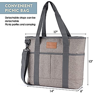 16L Large Insulated Bag, 25CAN Waterproof Cooler Carrier Bag, Thermal Picnic Tote, Lunch Bags for Outdoor Camping, Beach Day or Travel, Collapsible Grocery Shopping Storage Bag - Mother Father Gift