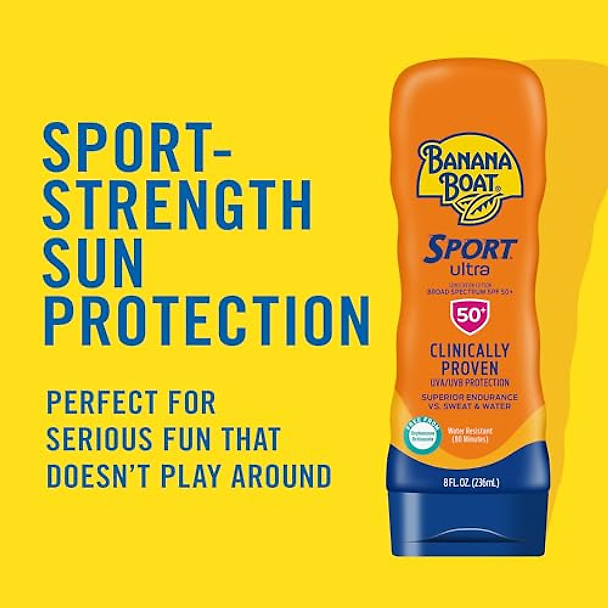 Banana Boat Sport Ultra SPF 50 Sunscreen Lotion, 8oz | Banana Boat Sunscreen SPF 50 Lotion, Oxybenzone Free Sunscreen, Sunblock Lotion Sunscreen, Banana Boat Lotion, Water Resistant Sunscreen, 8oz