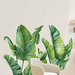 Green Plants Wall Stickers, Removable PVC Fresh Leaves Stick Wall Decals, Creative Murals Paper for Decor Girls Boys Kids Nursery Baby Home Living Room Bedroom Kitchen (33.4 x 21.6 inch)