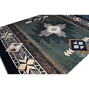 South West Native American Area Rug Design C318 Sage Green (5 Feet X 7 Feet)