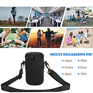 Cosmos Mason Jar Portable Neoprene Bag Insulated Mason Jar Holder Sleeve with Adjustable Strap and Zipper for 32 OZ Regular and Wide Mouth Mason Jar (Black)