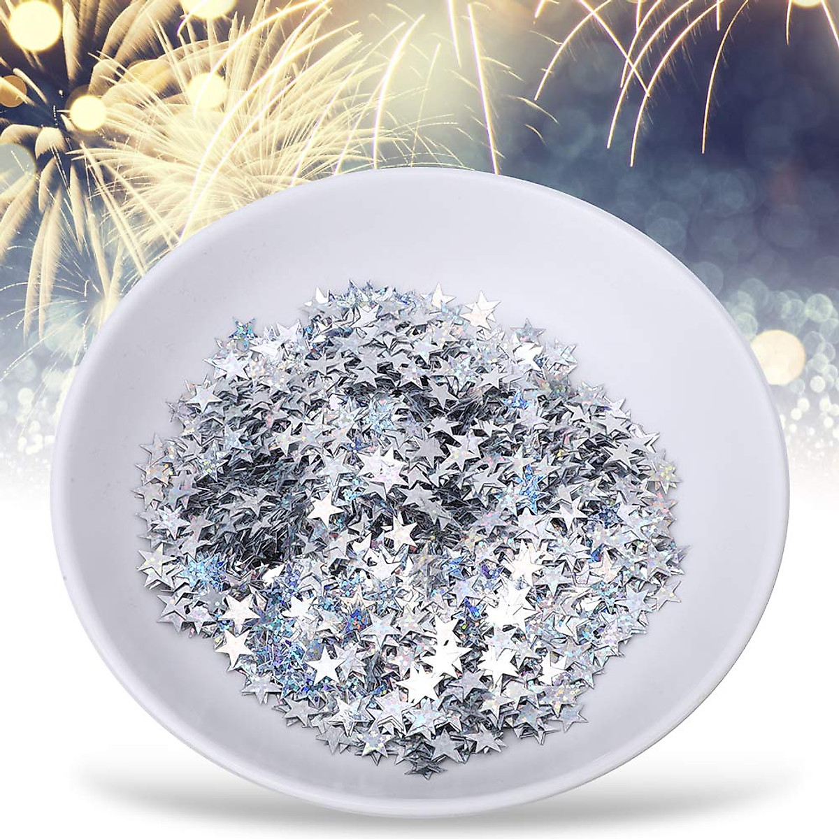 Star Confetti Sprinkles Table Confetti Glitter Confetti Silver Metallic Confetti Gold Confetti for Christmas Wedding Birthday Decoration 60g(silver)