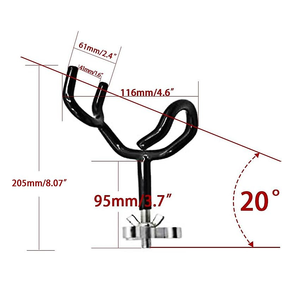 4PCS Sure Grip Steel 20 Degree Angle Rod Holder with Mounting Base Fishing Rod Holder for Boat, Ship, Yacht and More for Fishing Lovers