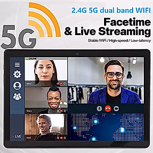 LBEC 8.1in Tablet, HD Tablet Silver Grey 5G WiFi 100 to 240V 1920x1200 for Study for Work (US Plug)