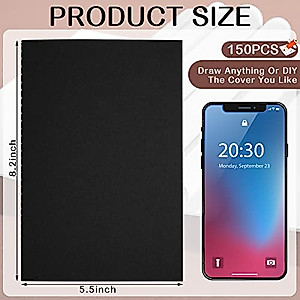 200 Pack Kraft Notebook Journals 5.5 Inch x 8.3 Inch A5 Journal Softcover Notebooks Bulk for Kids Student Writing Sketch Travel Journal Office Notepad with 60 Pages 30 Sheets (Black)