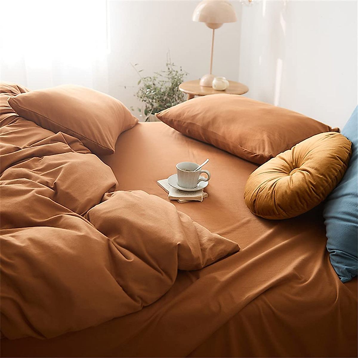 Zipper Halloween Bedding Brunt Orange Duvet Cover Queen Full Pumpkin Duvet Cover Set Fall Rust Orange Comforter Cover Zipper Tie 1 Duvet Cover 2 Pillow Shams,Aesthetic Bedding Full, No Comforter