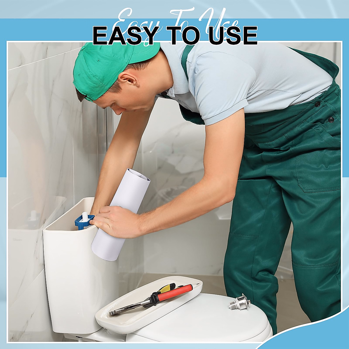 Frienda 2 Pcs Toilet Tank Liner Toilet Anti Condensation Kit 16 x 48 Inch Toilet Tank Liner Kit for Preventing Water Damage to Floors, White