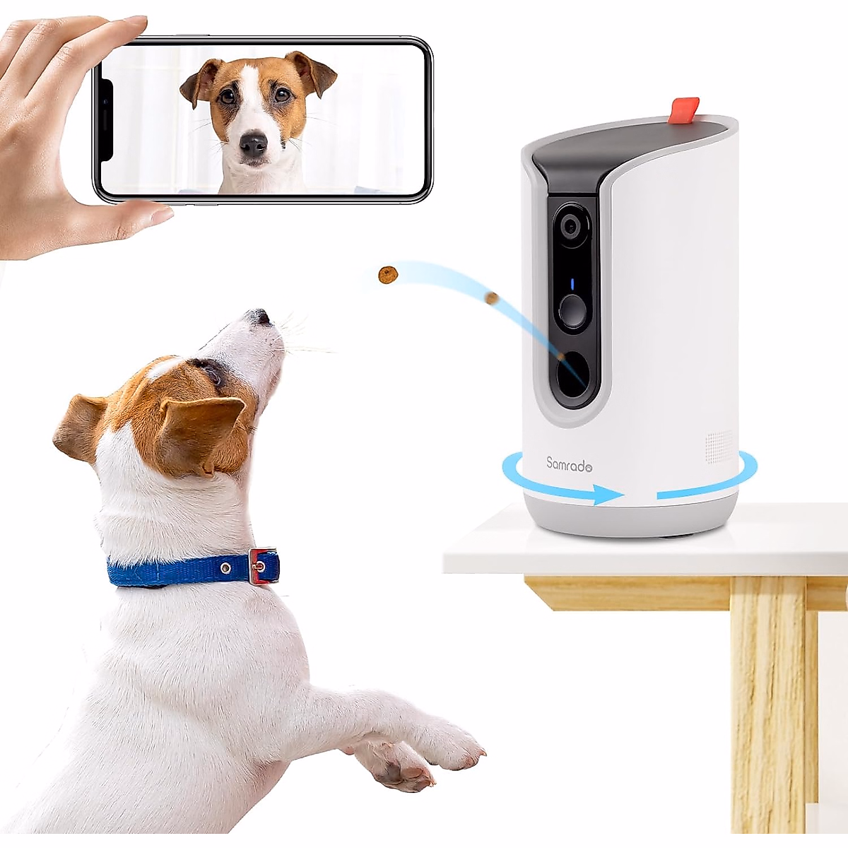 Samrado 2K Pet Camera with Phone App - 360° View, 5G & 2.4G WiFi Two-Way Audio Dog Camera with Treat Dispenser Security Pet Camera for Dogs Remote Pet Monitoring