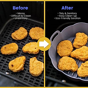 [UPGRADED] Air Fryer Silicone Liners – Replace Flammable Parchment Liner – Air Fryer Accessories – For Airfryer, Oven, Instant Pot, Pressure Cooker, & Microwave – Dishwasher Safe – Set of Two Sizes