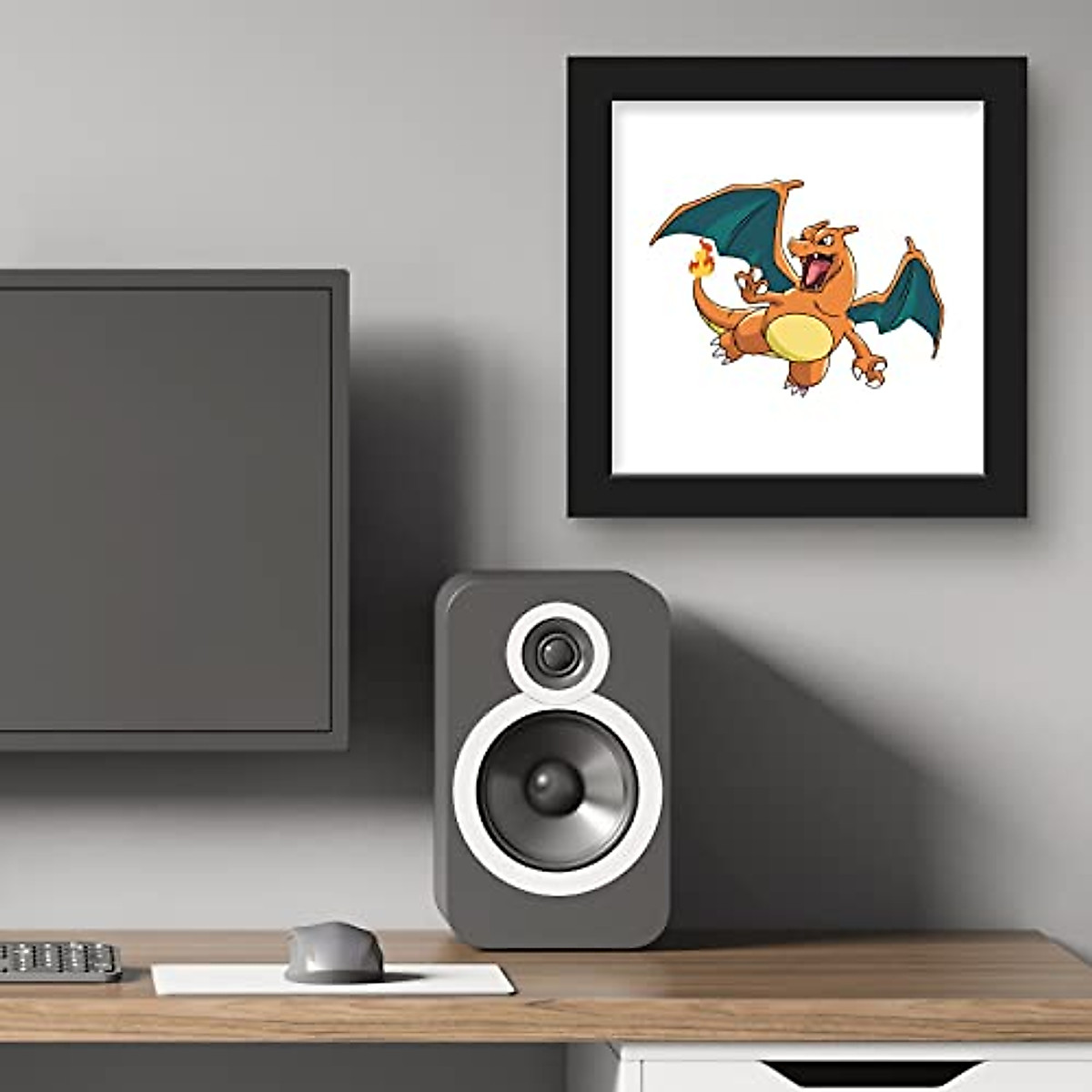 Trends International Gallery Pops Pokemon - Charizard Wall Art, Black Framed Version, 12'' x 12''