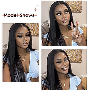 Quantum Love Wigs Long Natural Straight Middle Part Natural Black Color Wig Heat Resistant Realistic Synthetic Daily Party Wig for Women