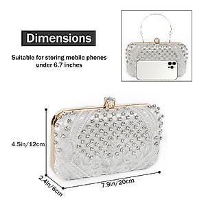 GUOZI Womens Handmade Embroidery Rhinestones Vintage Clutch Evening Handbag Shoulder Bag Purses for Wedding Prom Party