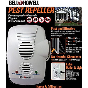 Bell + Howell Ultrasonic Electromagnetic Pest Repeller with AC Outlet and Switch, 1-Count…