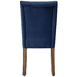 HomePop Parsons Classic Upholstered Accent Dining Chair, Set of 2, Navy Velvet