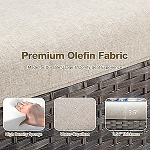 Gardenbee Patio Loveseat Sofa Outdoor Wicker Couch, 2-Seater Furniture with High Back and Olefin Cushions, Beige