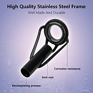 THKFISH Fishing Rod Tip Repair Kit Rod Repair Kit Small Freshwater Stainless Ceramic Repair Fishing Kits Black 80pcs