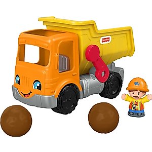 Fisher-Price Little People Toddler Construction Toy Work Together Dump Truck with Music Sounds and 3 Pieces for Ages 1+ Years