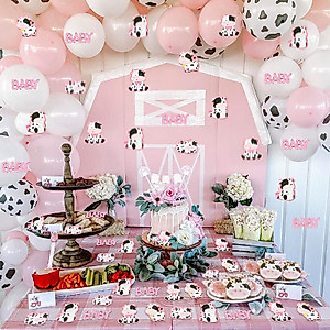 Cheereveal 200pcs Cow Confetti for Baby Shower, Cow Baby Shower Decorations Girl Pink, Cow Print Confetti for Tables Farm Animal Party Supplies