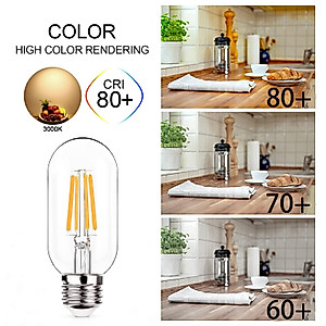 NOTOC E26 LED Light Bulb 4W,Equivalent 40W,E26 Tubular Light Bulb Non Dimmable 2700K Warm White,Antique Clear Edison Filament Bulb,Pack of 6