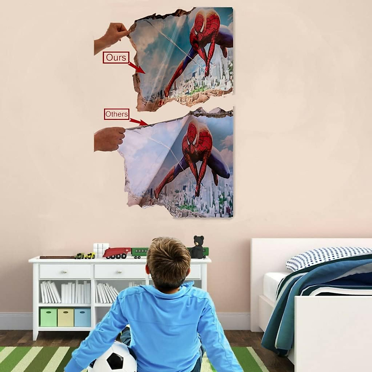 LSXYJ Spiderman Wall Stickers for Bedroom, Spiderman Poster Boys Kids Room Decor, Decorations for Bedroom Wall Decor, Spiderman Stickers Playroom Wall Decor