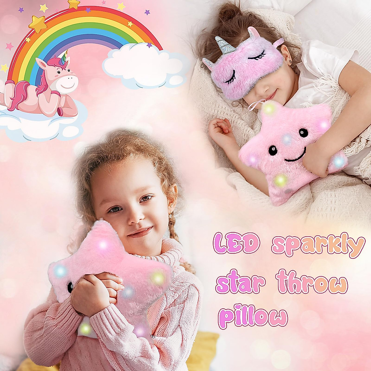 Lobimelan Unicorns Gifts for Girls Toys 6 7 8 9 10 Year Old Tie-Dye Playset Includes Star Stuffed Mirror Diary Eyemask Headband Purse Pen Bracelet and Sock