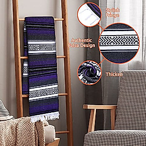 4 Pcs Mexican Blankets Bulk Handwoven Mexican Yoga Blanket Towel Colorful Falsa Serape Woven Throw Blanket Boho Mexican Beach Blankets for Outdoor Camping Beach Picnic Travel Home (Multicolor)