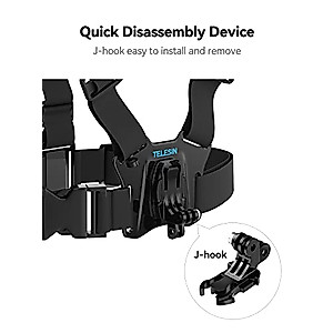 TELESIN Head Mount Strap Chest Mount Harness Video Camera Mount Accessories Kit Compatible with GoPro Hero 11,10,9,8,7,6,5,4, Session 3+, 3, 2, 1, Hero (2018),Fusion,DJI Osmo Action Cameras