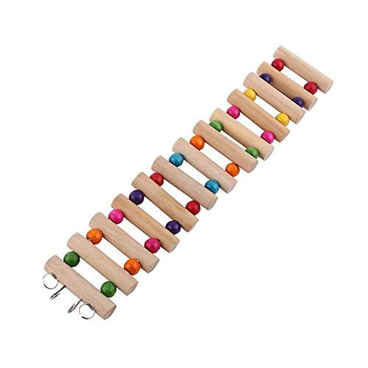 Pet Colorful Ladder Bridge Steps Climbing Wooden Swing for Mouse Rat Hamster Parrot Cage Play Toy(L（6 30cm）)