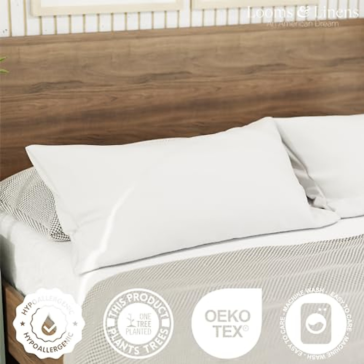 King Size Pillows for Bed Pillows Made in USA by Looms and Linens King Sham Insert Pillow 20 x 36 Flat Sleeping Pillow Insert for Bedroom Washable Pillow Inserts